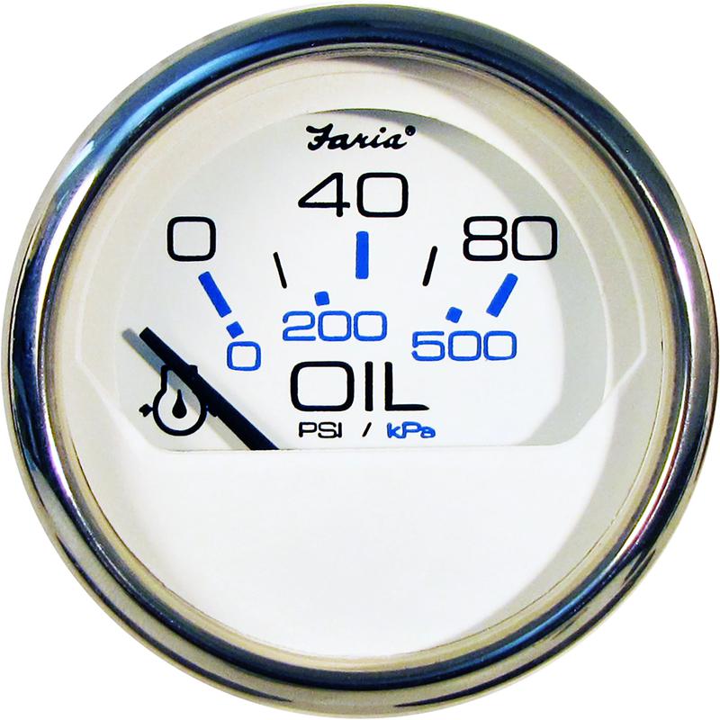 Faria OIL PRESSURE Gauge Chesapeake SS White