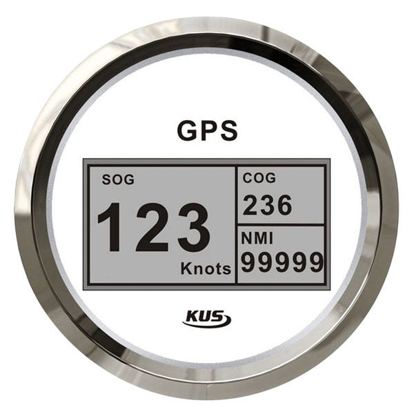 KUS GPS & Speedo Gauge - White, Digital