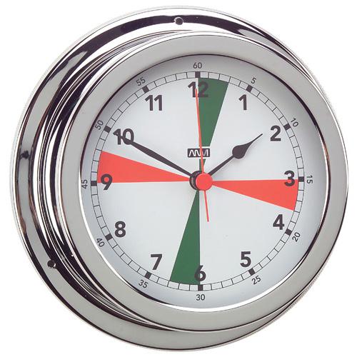 Radio Room Clock With Red & Green Radio Silence Zones - Chrome Plated