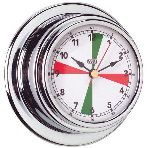 Radio Room Clock With Red & Green Radio Silence Zones - Chrome Plated